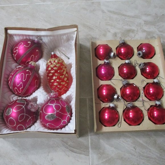 Shiny Brite | Holiday | Vintage Hot Pink Mercury Glass Ornaments Shiny ...